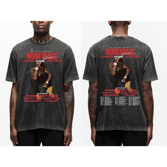Gildan | Shirts | Moneybagg Yo Larger Than Life Tour 223 Shirt 2 Sided ...